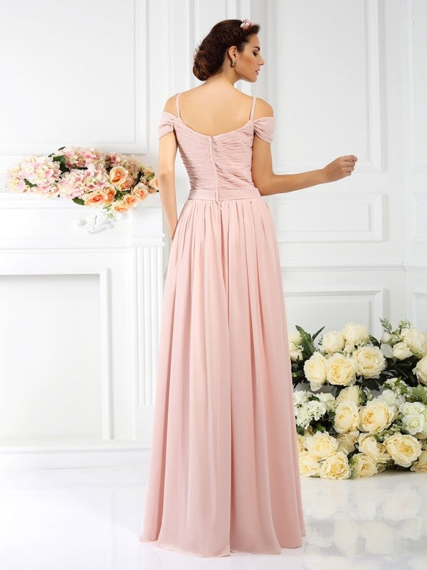 Wholesale A Line Chiffon Spaghetti Straps Sleeveless Floor Length With