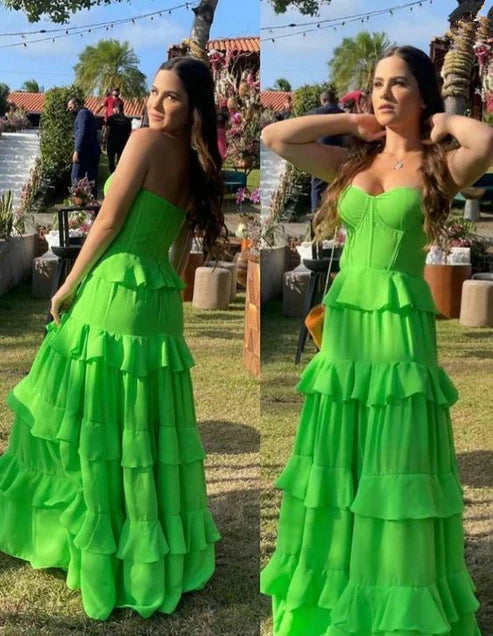 Aimishang Dress Wholesale Sweetheart Green A-Line Long Prom Dress Ruff ...