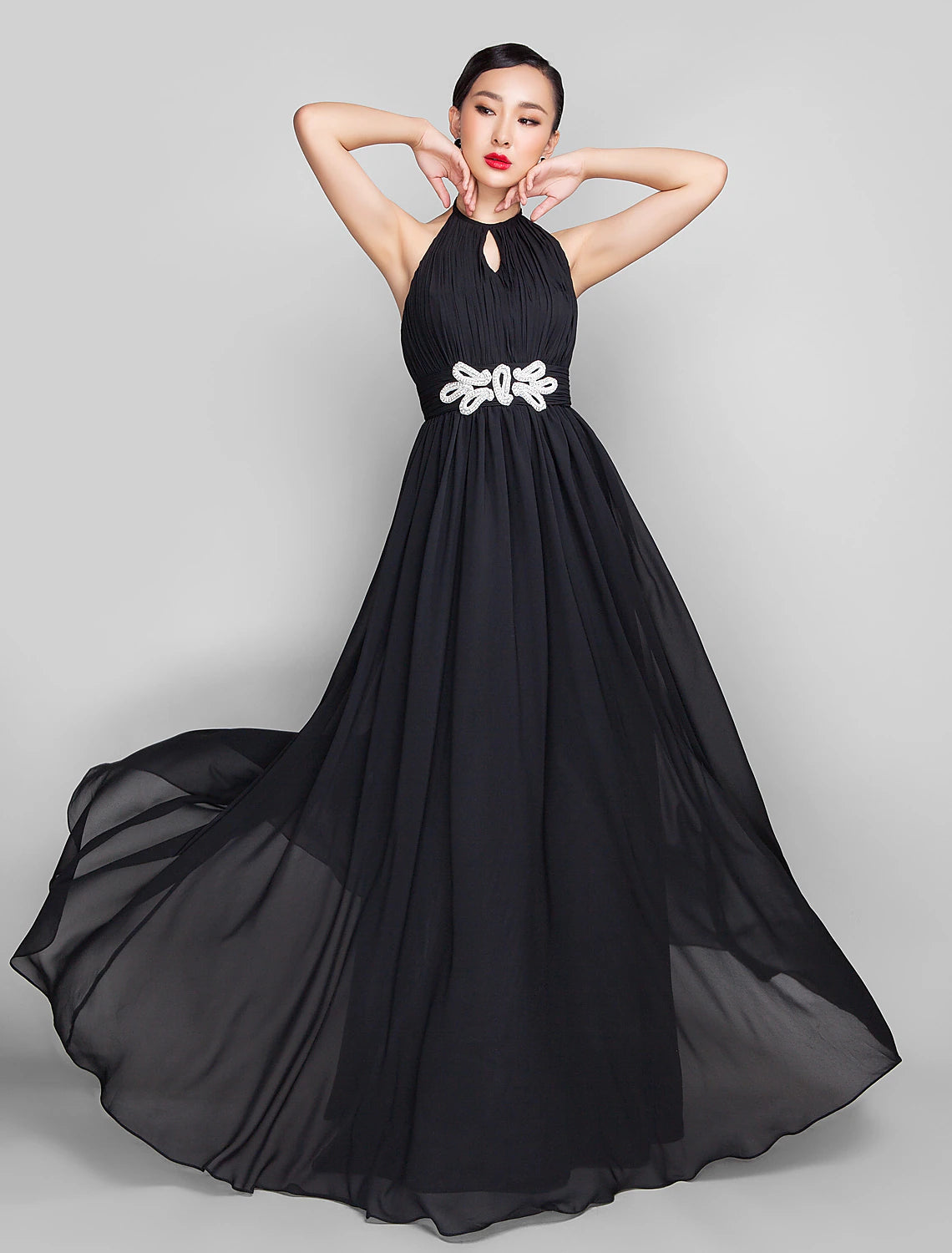 Aimishang A-Line Open Back Keyhole Formal Evening Wedding Party Milita ...