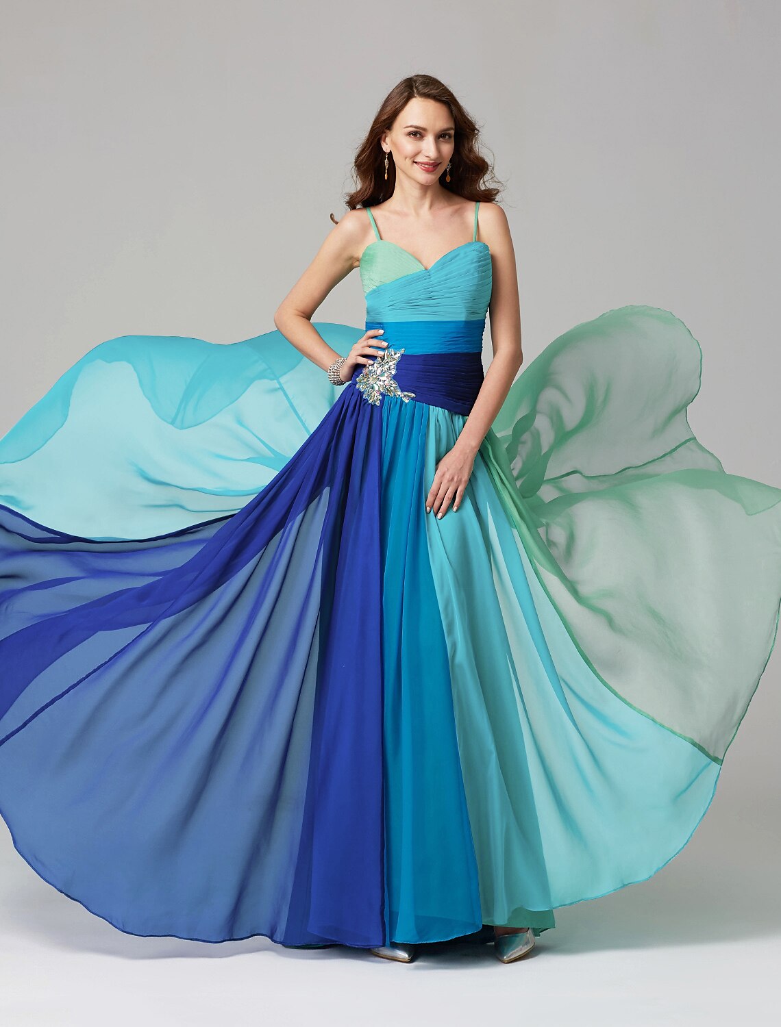 Aimishang A-Line Color Block Dress Wedding Guest Sweep / Brush Train S ...