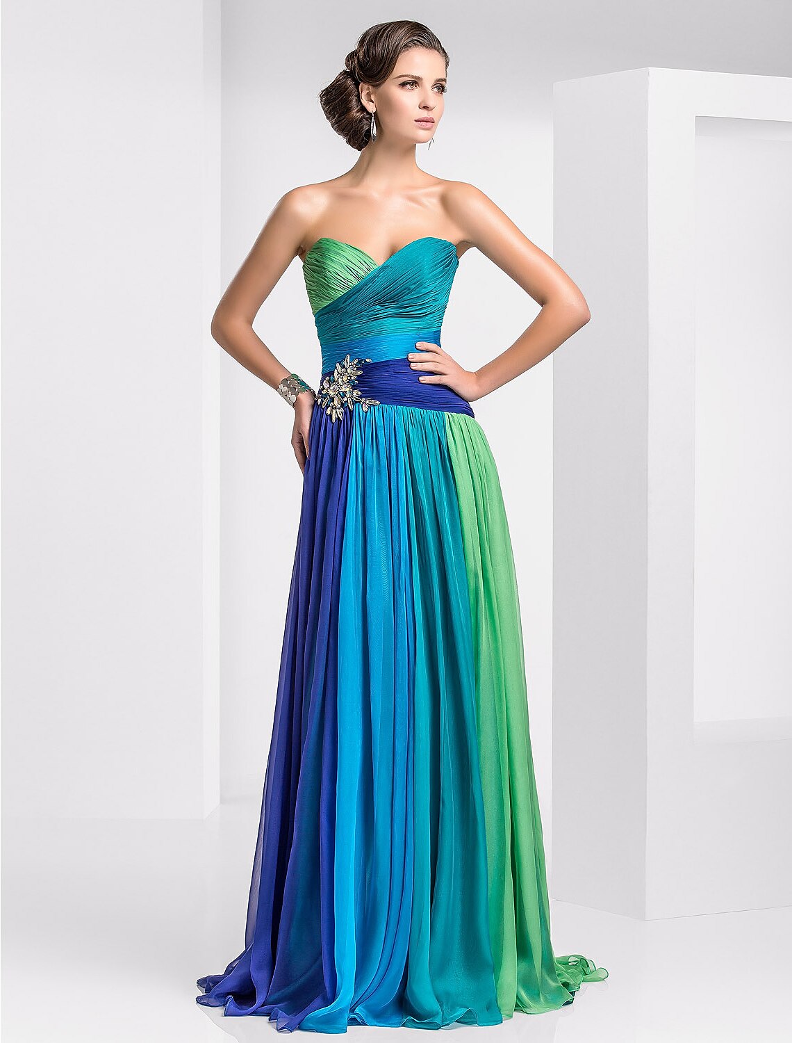 Aimishang A-Line Color Block Dress Wedding Guest Sweep / Brush Train S ...